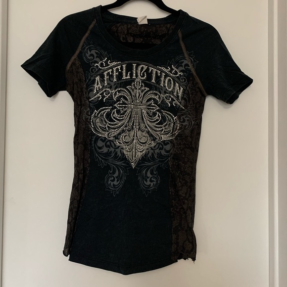 Affliction | Tops | Buckle Affliction Rhinestone Shirt | Poshmark